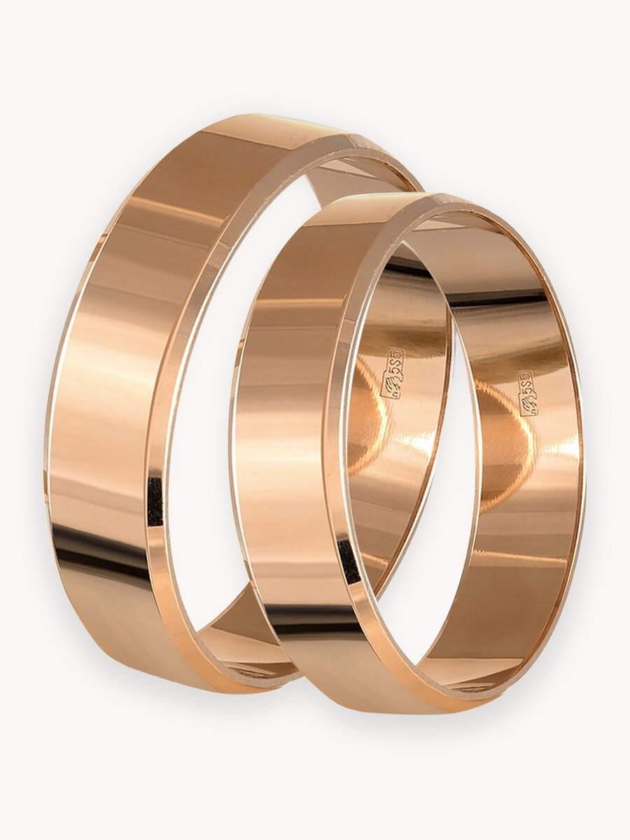 Кольцо обручальное, красное золото, 585 проба