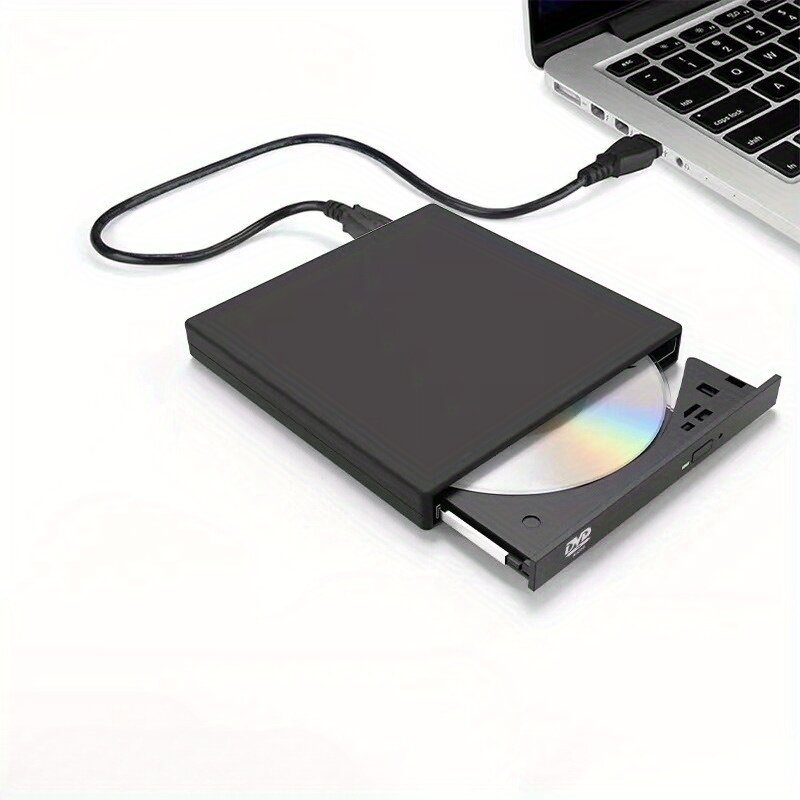 Внешний оптический привод CD/DVD USB 2.0, 1 шт, черный, тонкий портативный для ноутбуков и ПК
