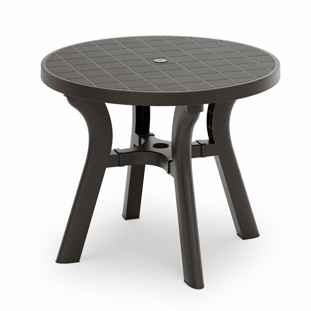 Стол ATLANT пластиковый, круглый, 90х90х76.5 см, столешница пластик, мокко