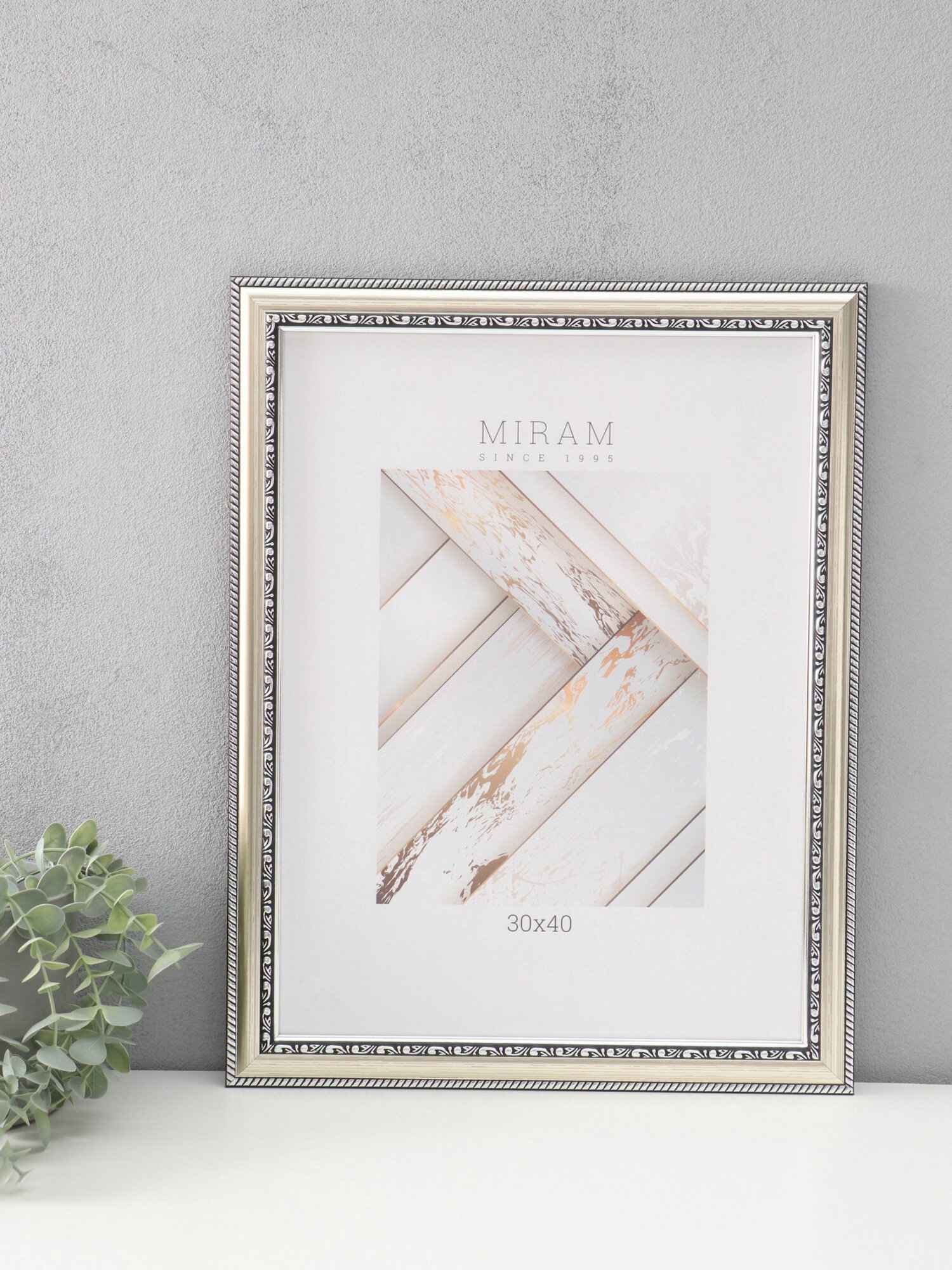 Фоторамка для фото 30x40 см "мирам", пластик, серебряный, материал багета: пластик