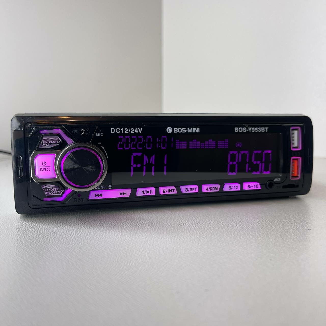 Автомагнитола BOS-MINI BOS-Y953BT 1Din, Bluetooth, USB, AUX, 12-24V