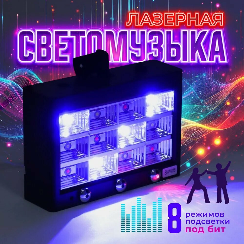 Светомузыка для дома, лазерный проектор, стробоскоп для дискотеки