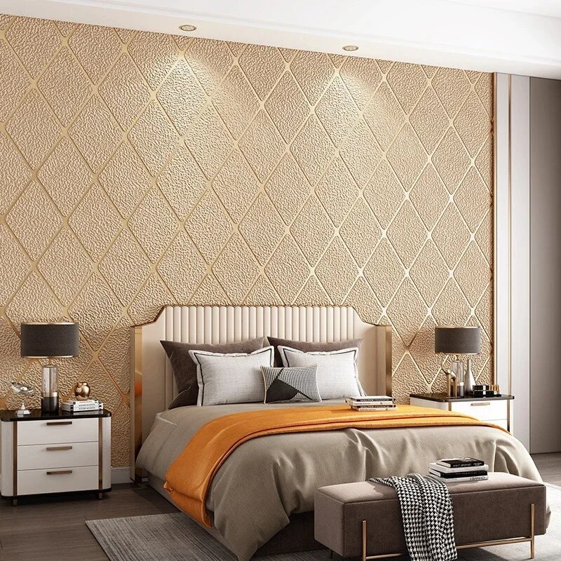 Обои из стекловолокна DZQ темно-зеленые 3D diamond lattice