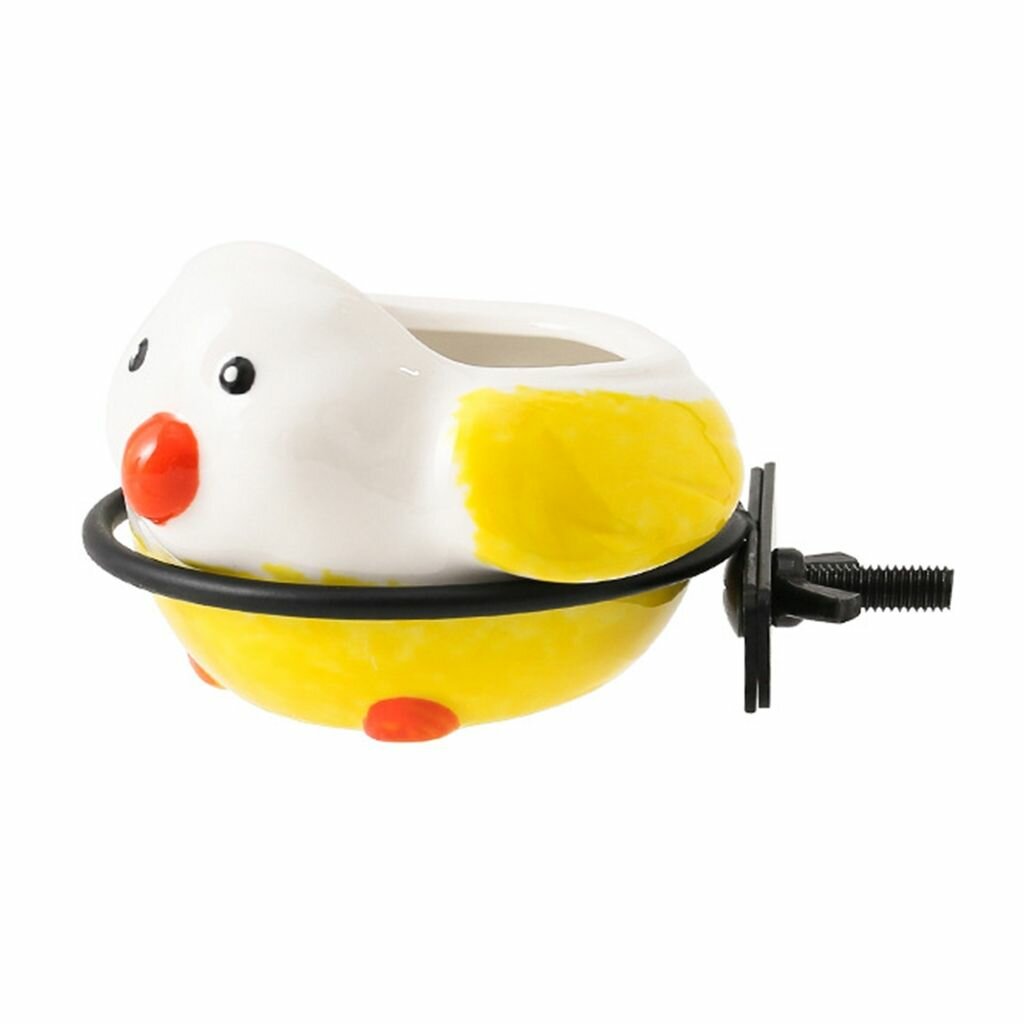 Кормушка для животных, Керамическая кормушка для попугаев с подвеской - желтая