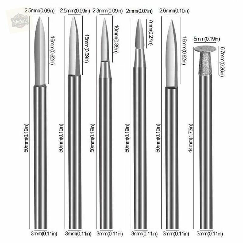 Гравировальные резцы по дереву для гравера, бормашинки (набор из 5штук)