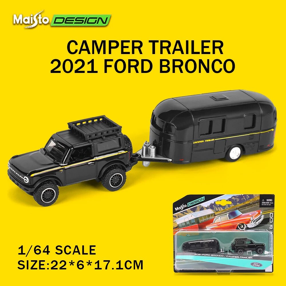 Maisto 2021 Ford Bronco с прицепом-кемпером 1:64