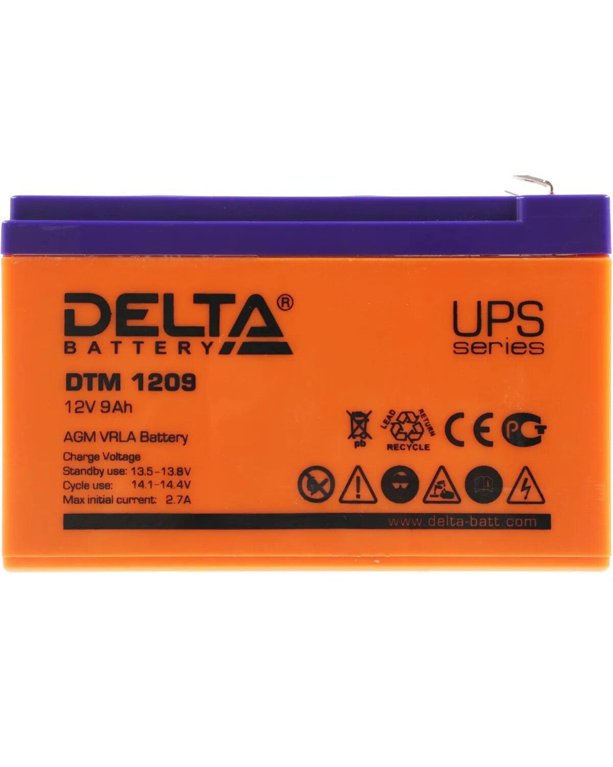 Аккумулятор DELTA DTM 1209, для ИБП, 12 B, 9 Ач, установка вне помещения