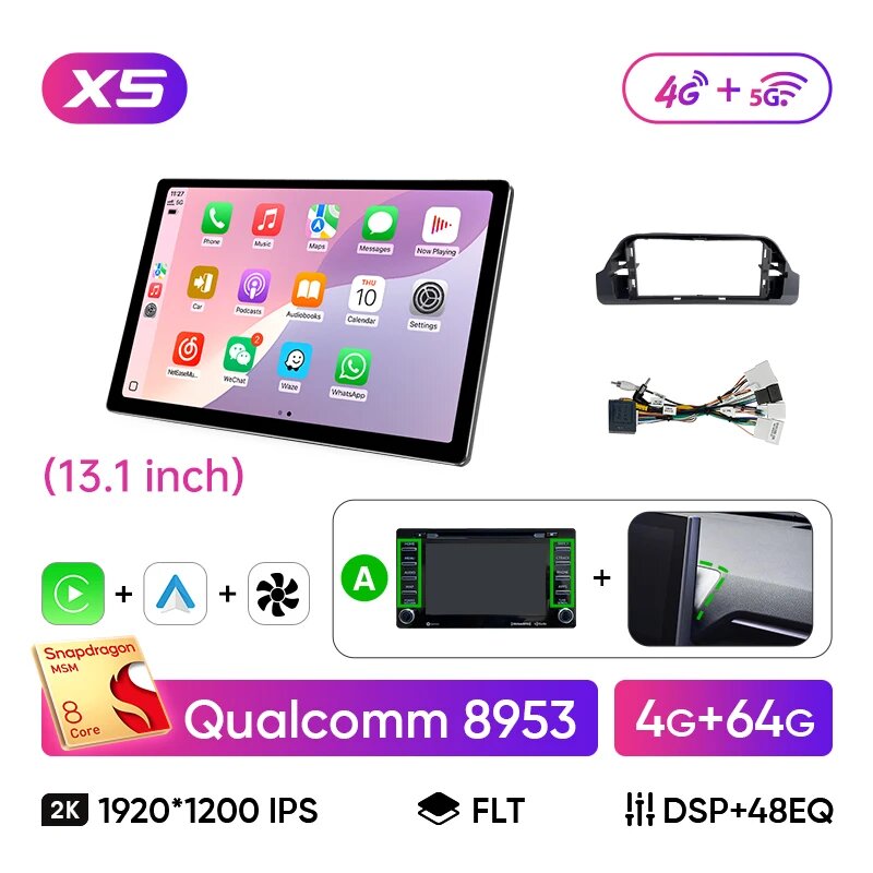 Ainavi 13,1-дюймовый для Toyota RAV4 2019 2020 2021 2023 2025 XA50 2K HDMI автомобильный радиоприемник CarPlay Android автоплеер 4G автомобильный мультимедийный