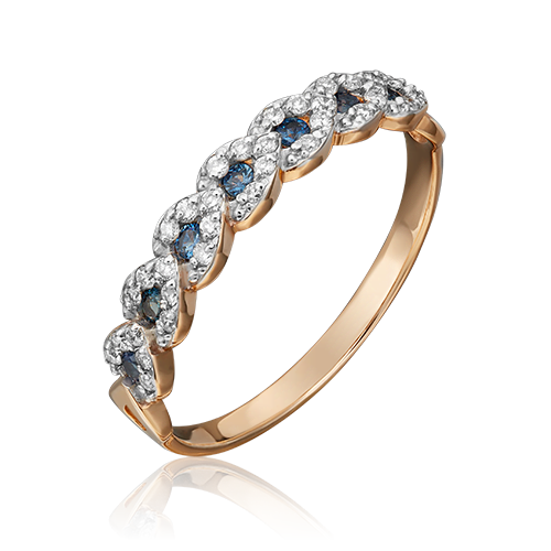 Кольцо, красное золото, 585 проба, сапфир, бриллиант