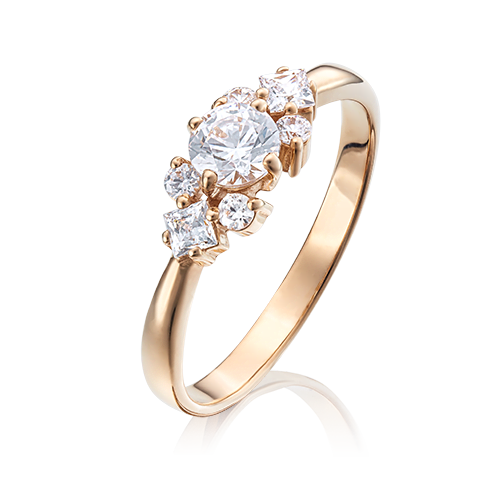 Кольцо PLATINA, красное золото, 585 проба, фианит