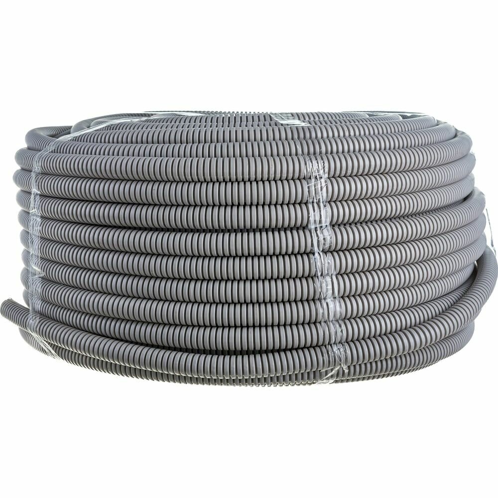 Труба гофрированная ПВХ легкая d20мм с протяжкой сер. (уп.100м) Эра Б0020110