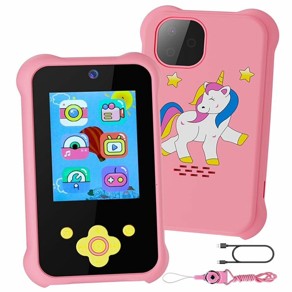 Детская обучающая игрушка, смартфон, двойная камера и MP3-плеер с силиконовым чехлом для девочек 38 лет, рождественские подарки на день рождения для мальчиков и девочек