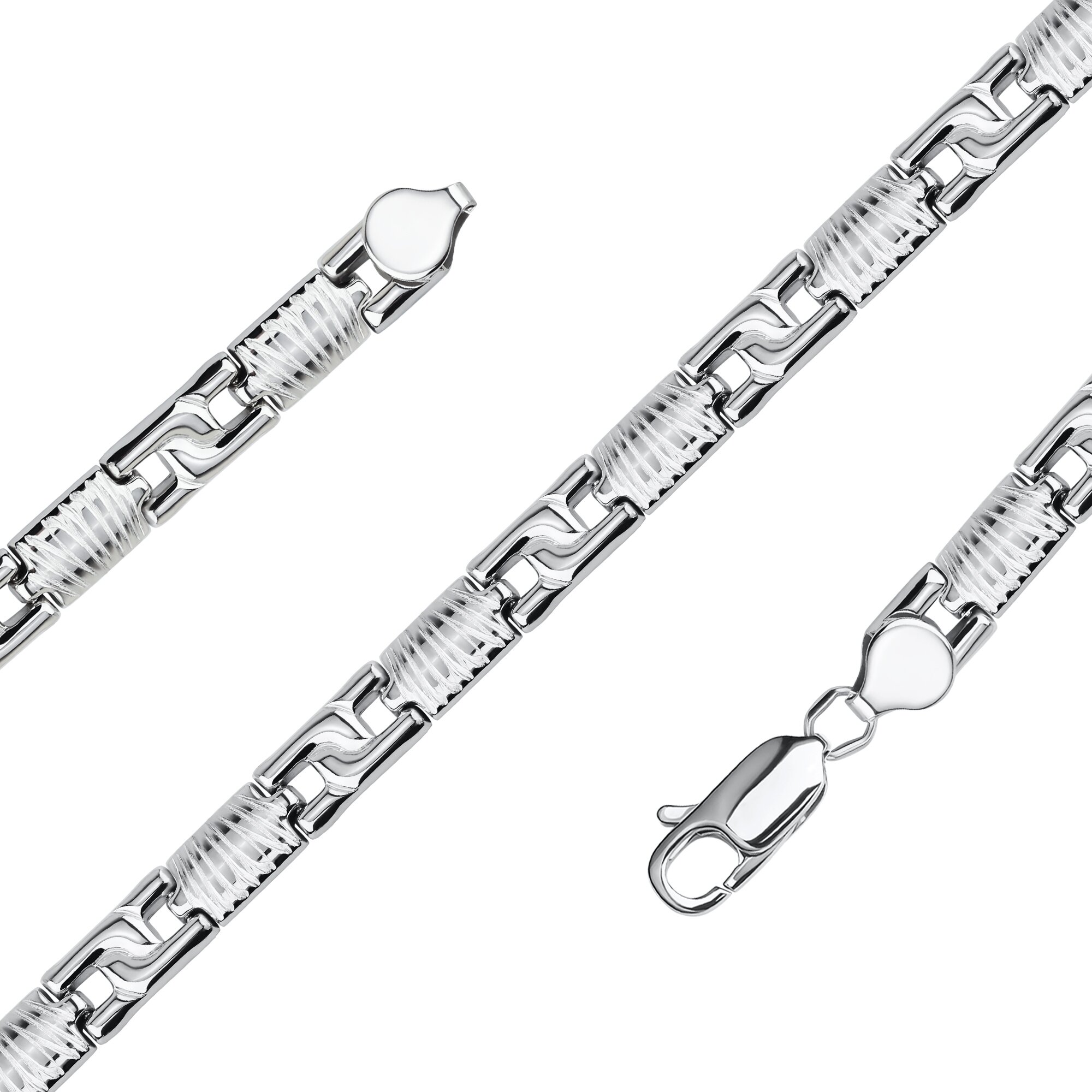 Глидерный браслет, серебро, 925 проба, родирование