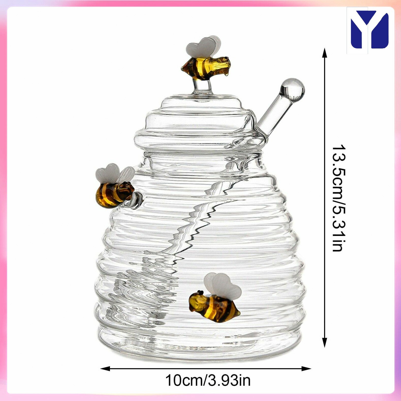 Эксклюзивная емкость для меда и специй 450 мл выполнена из хрустального стекла с функцией смешивания