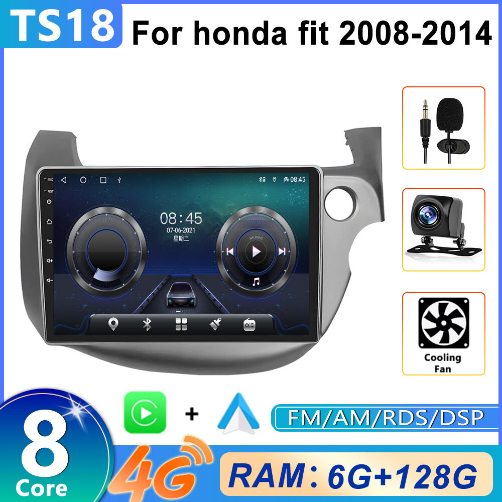 Android Магнитола Honda fit 2008-2014/ Автомагнитола Андроид honda подходит 2008-2014 4G-SIM Wifi Bluetooth Gps навигатор Мультимедиа автомабиля