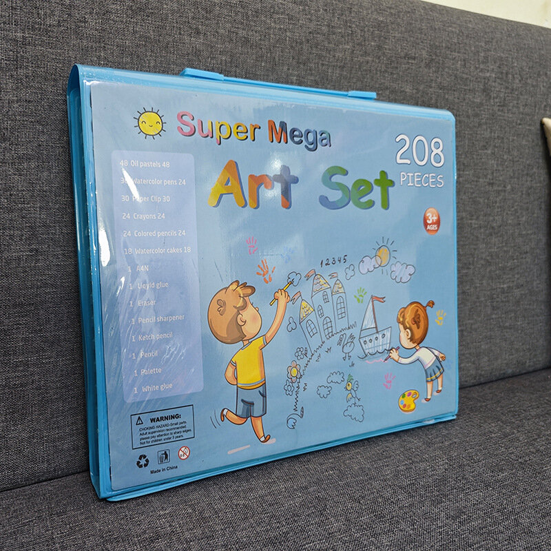 Подарочный набор для рисования акварелью 208 Blue, 208 предметов