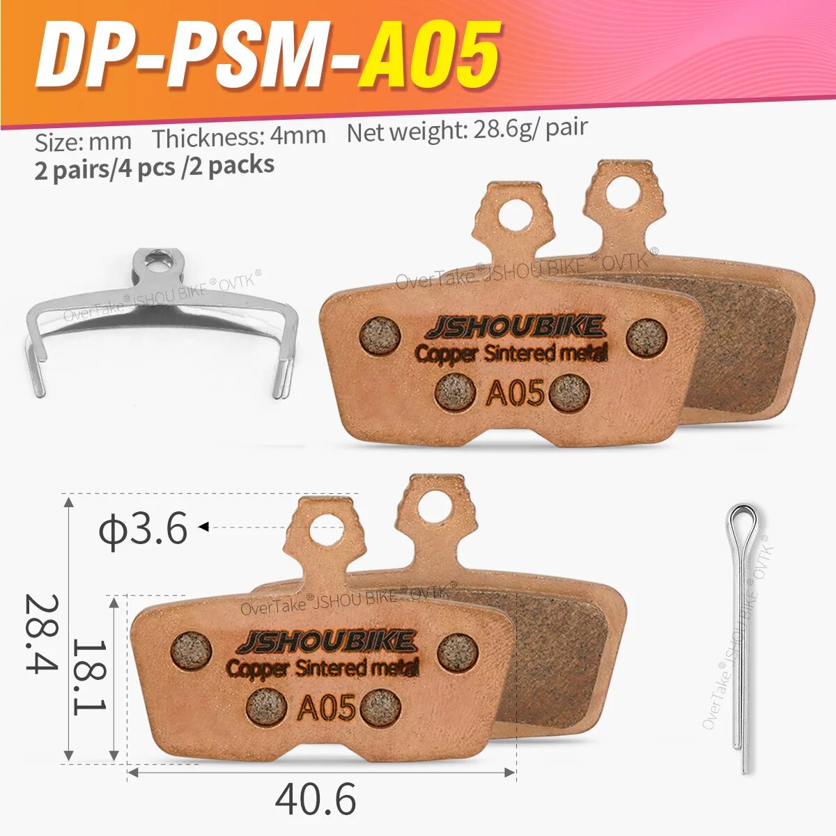 JSHOUBIKE тормозные колодки из спеченного металла для SRAM CODE, CODE R, CODE RSC PSM-A05-2PAIRS