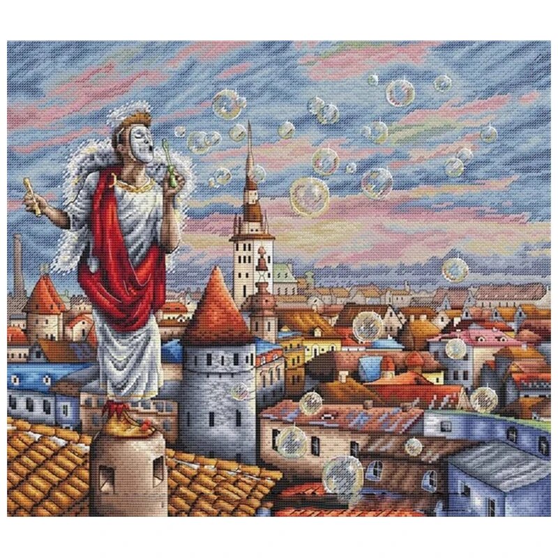 XIUSPRING Набор для вышивки крестиком "Картина", 100% хлопок, белый