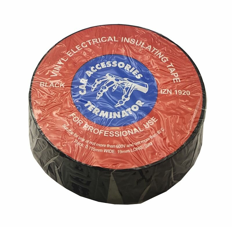 Изолента без клея IZN1920 19х0,12 мм, длина рулона 20 м, черная, Terminator