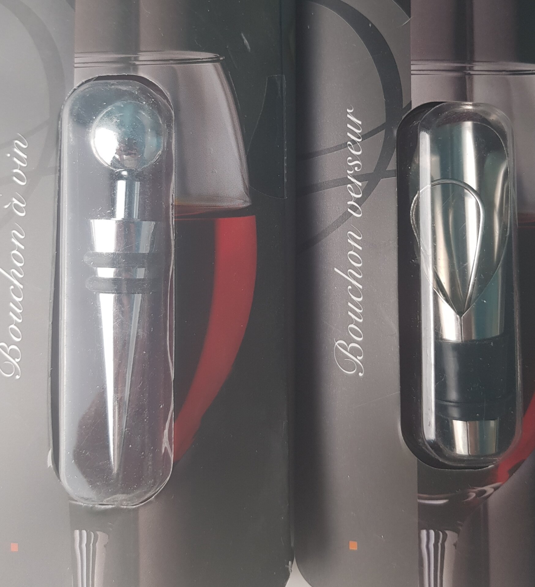 !09 Набор винный 2 предмета: Пробка для бутылки металл + Каплеуловитель нержавеющая сталь