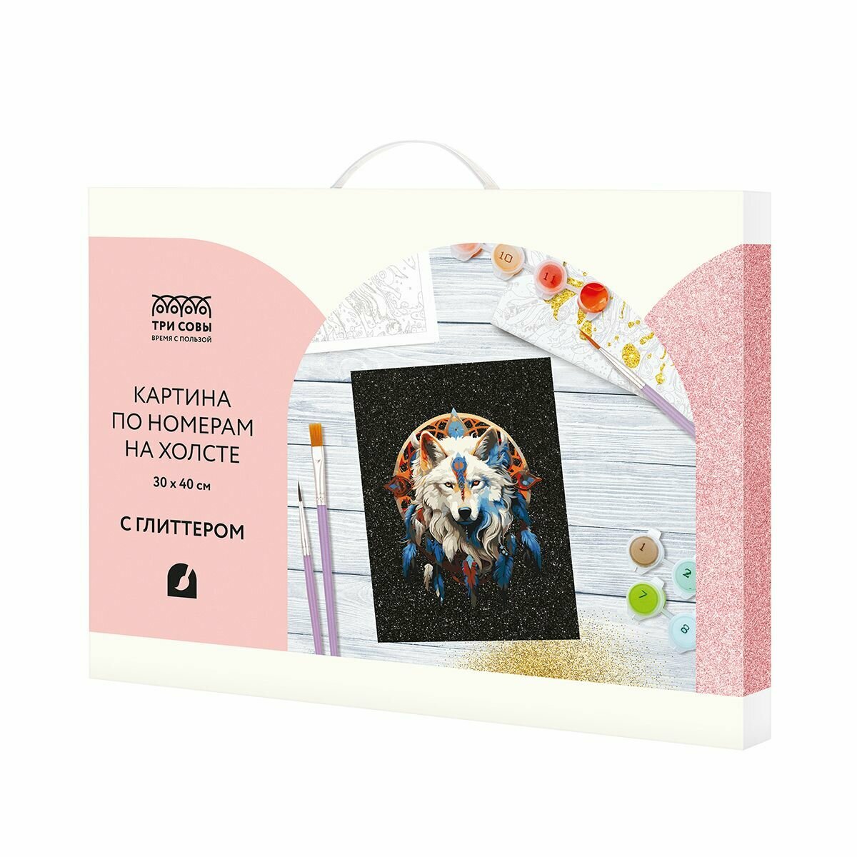 Картина по номерам на холсте с глиттером Три Совы "Ловец снов", 30x40см, краски, кисть (КХг3040_57051)
