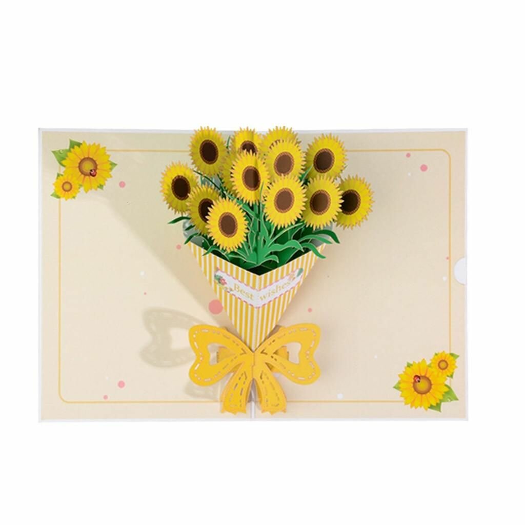 Всплывающая трехмерная поздравительная открытка на День матери с конвертом для заметок -трехмерный подсолнух