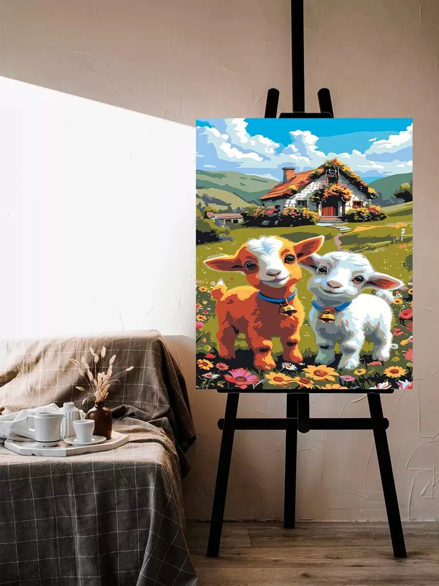Картина по номерам Милые Козлята Пейзаж Животные