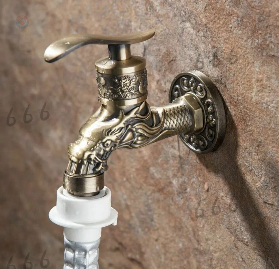 Латунный кран для бани 1/2 дракон, шаровой декоративный смеситель для сауны хаммам и дома, винтажный водоразборный краник горячей холодной воды