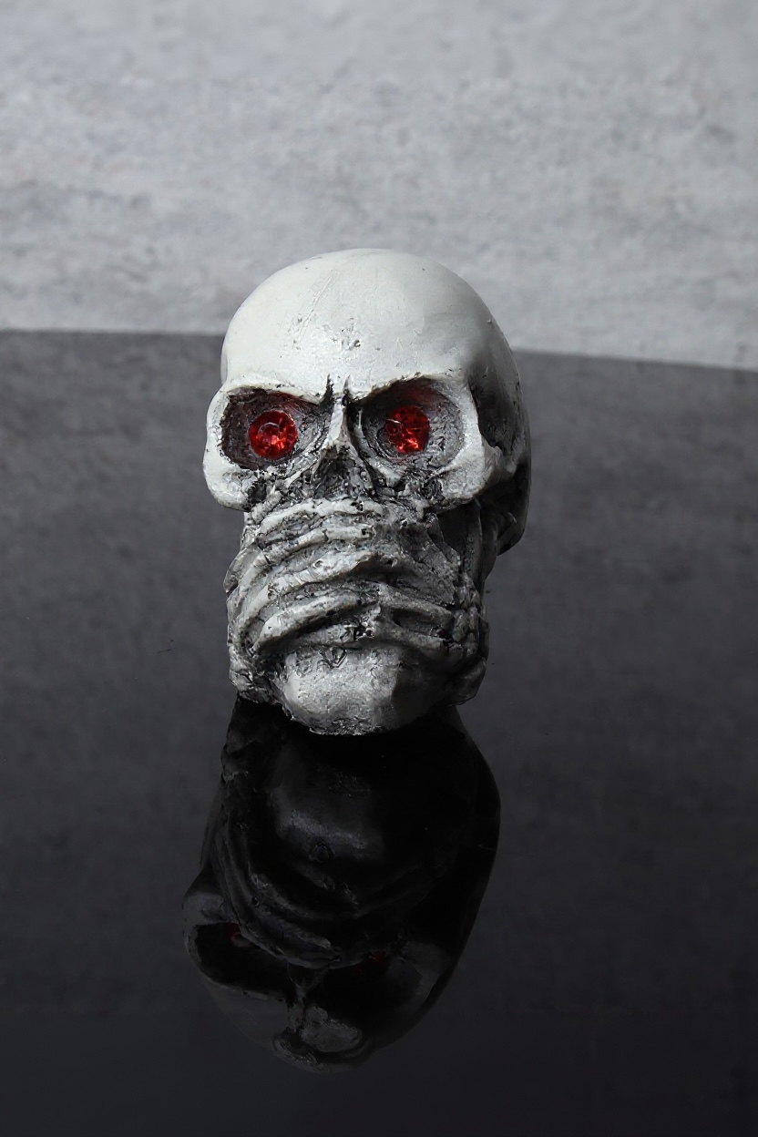 Интерьерная статуэтка Череп " Не говорю" 1 шт, для интерьера; на Хэллоуин