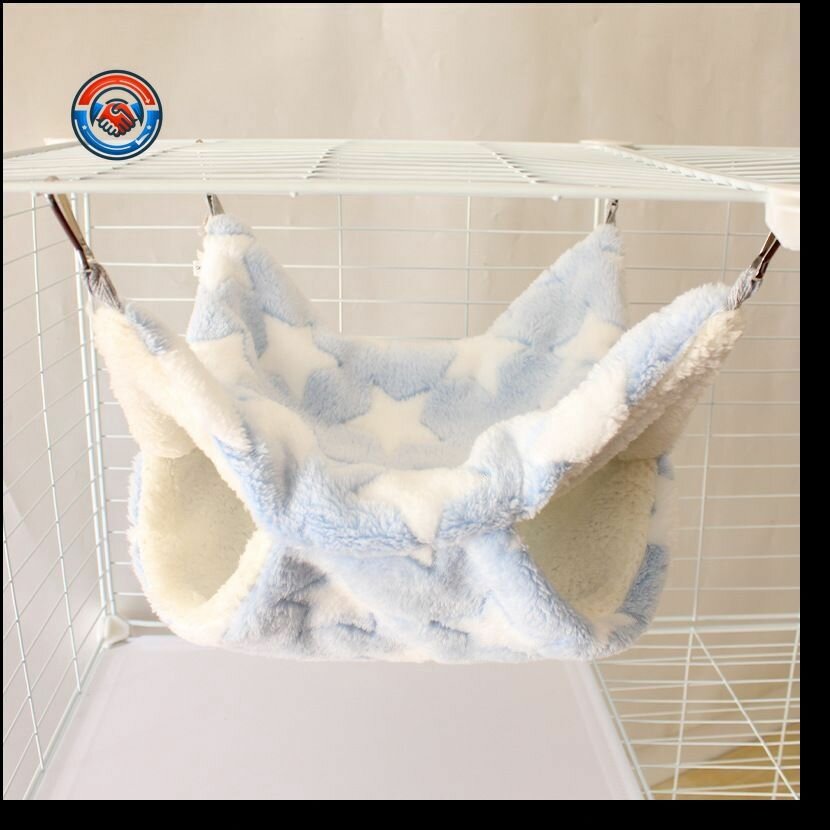 Гамак для грызунов и птиц, двухъярусный висячий домик-лежанка 20х20 см, льняной с мягким флисом, крепление на клетку, уютное место отдыха для хомяка, морской свинки, хорька, шиншиллы, крысы, мыши, ежа, дегу, летяги, попугая