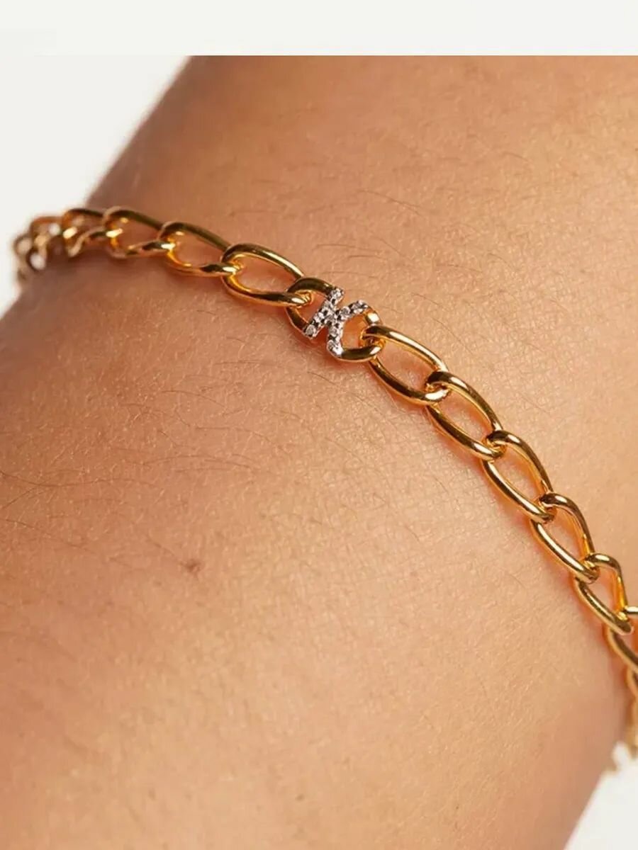 Браслет-цепочка, серебро, 925 проба, циркон