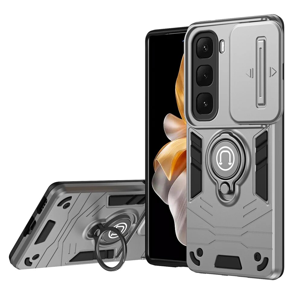 KEYSION противоударный бронированный чехол для Infinix hot 60i 4G, Серый, серый, Hot 60 Pro Plus