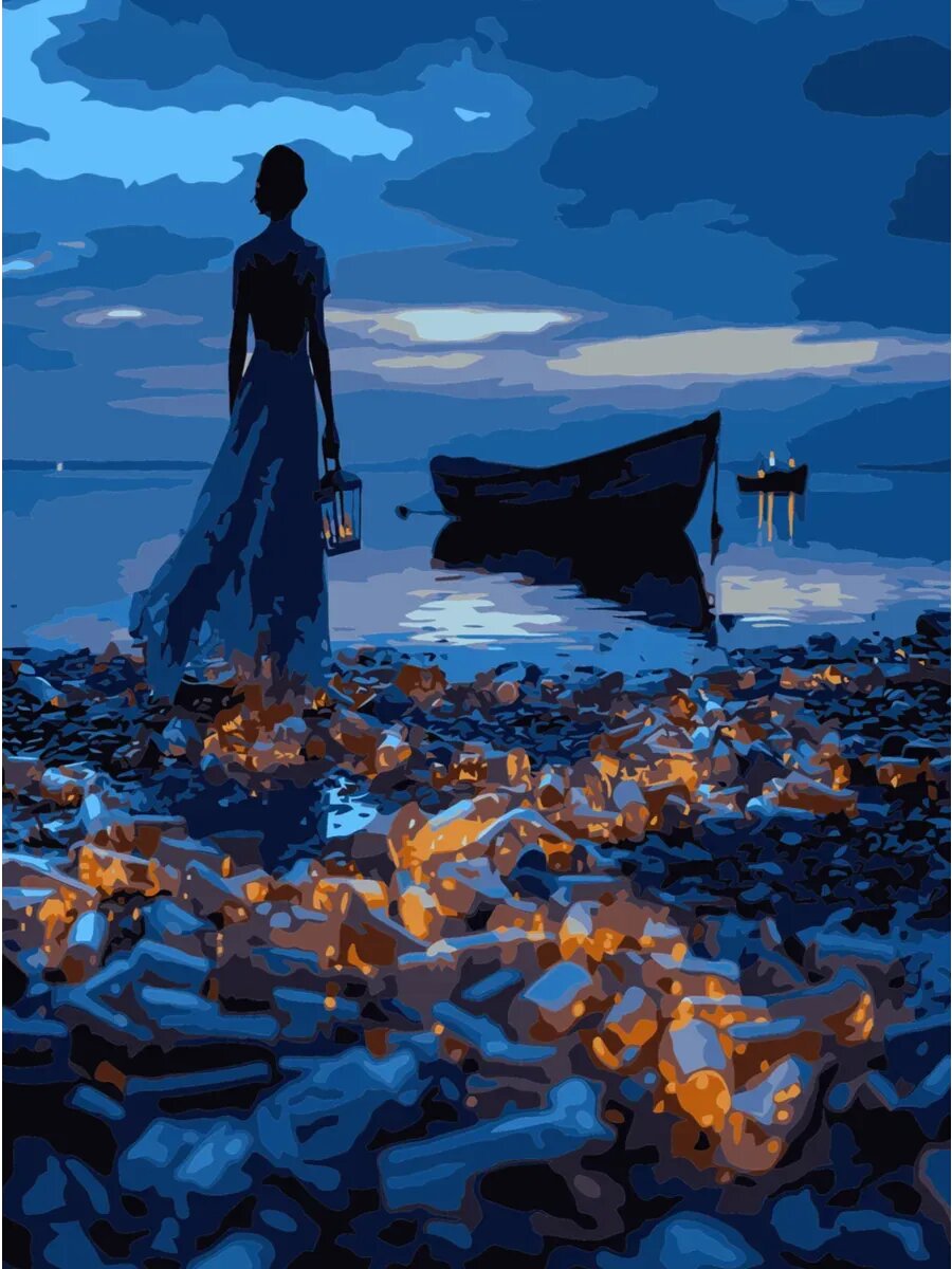 Картина по номерам 30x40 см девушка у озера