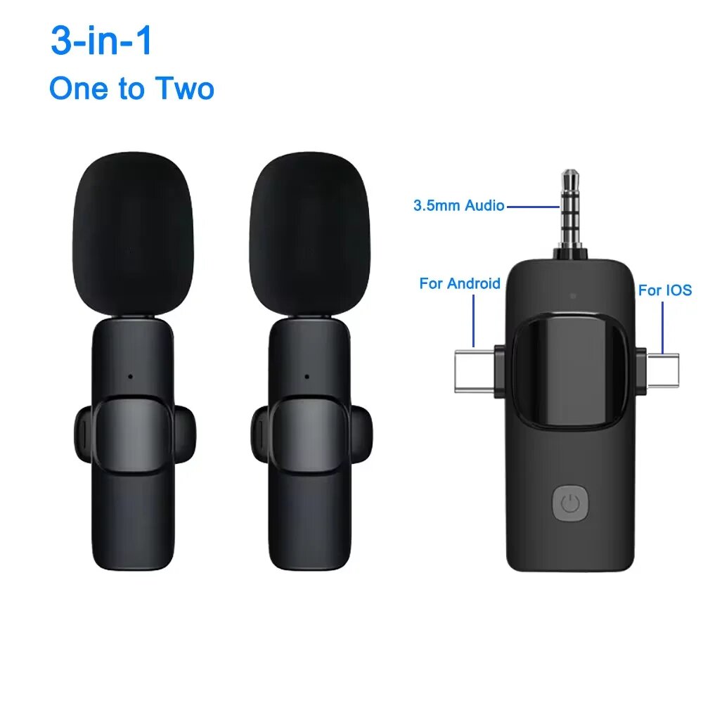 Беспроводной петличный микрофон 3 в 1 для iPhone, B 2pcs mic