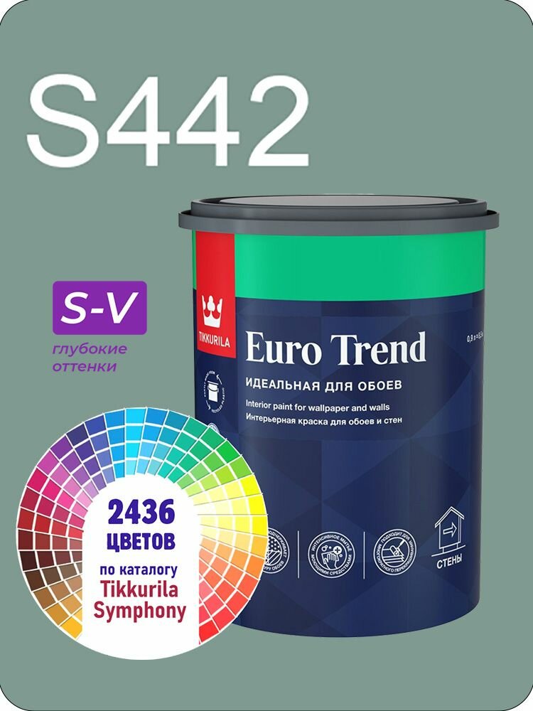 Краска для обоев Tikkurila Euro Trend 0,9л. глубокие оттенки S442