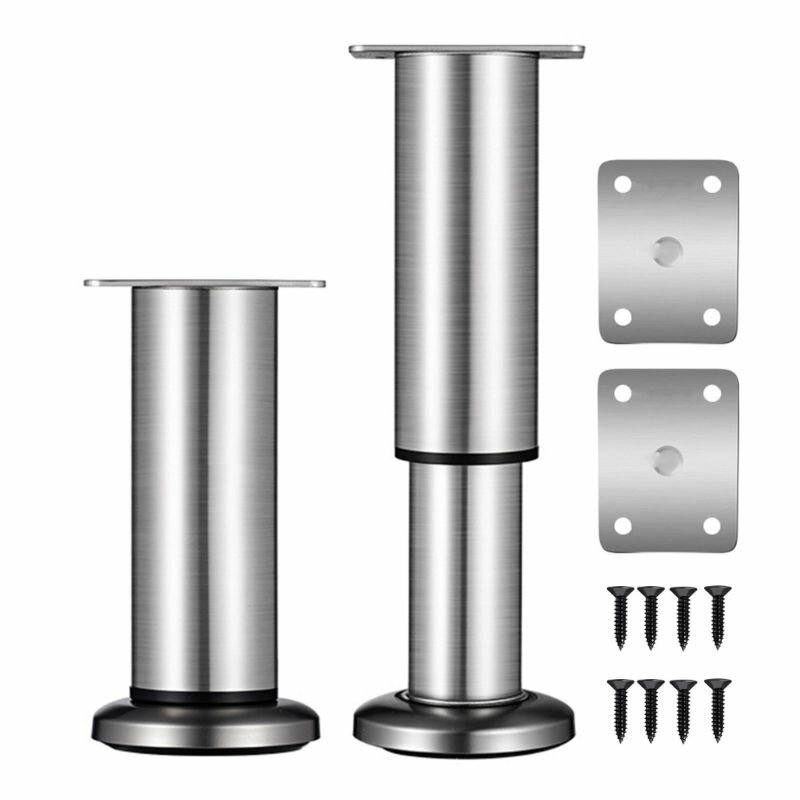 2 комплекта регулируемых мебельных ножек серебристого цвета из нержавеющей стали-от 12 до 20 см
