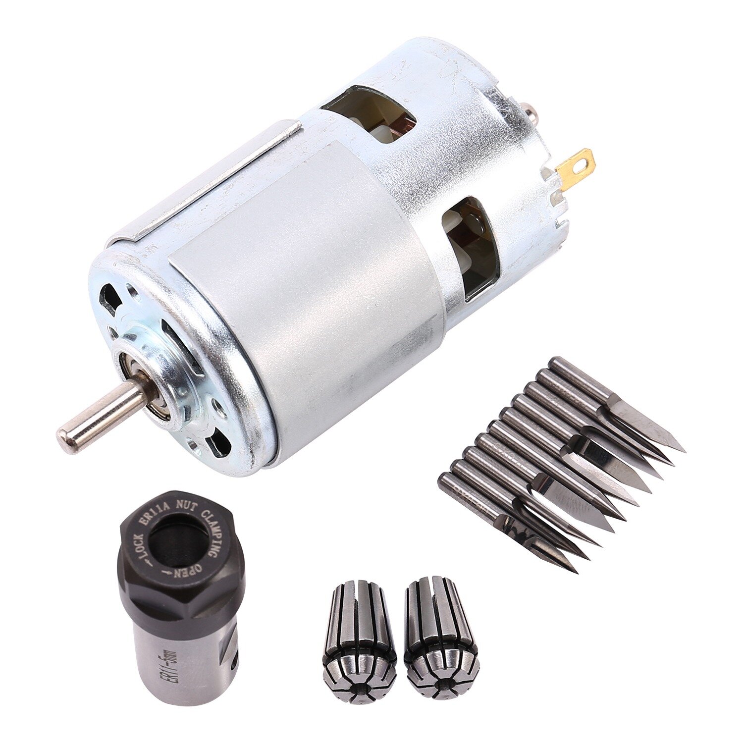 775 DC двигатель 4000-12000 об/мин шарикоподшипниковый шпиндельный двигатель с удлинителем ER11 разделочный нож для фрезерного станка с ЧПУ