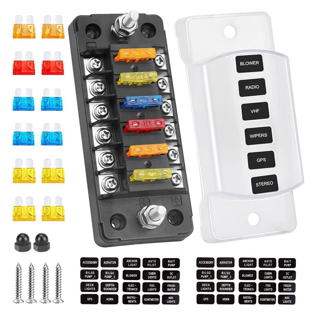 Прочный блок предохранителей с 6 цепями и коррозионностойким корпусом для автомобиля