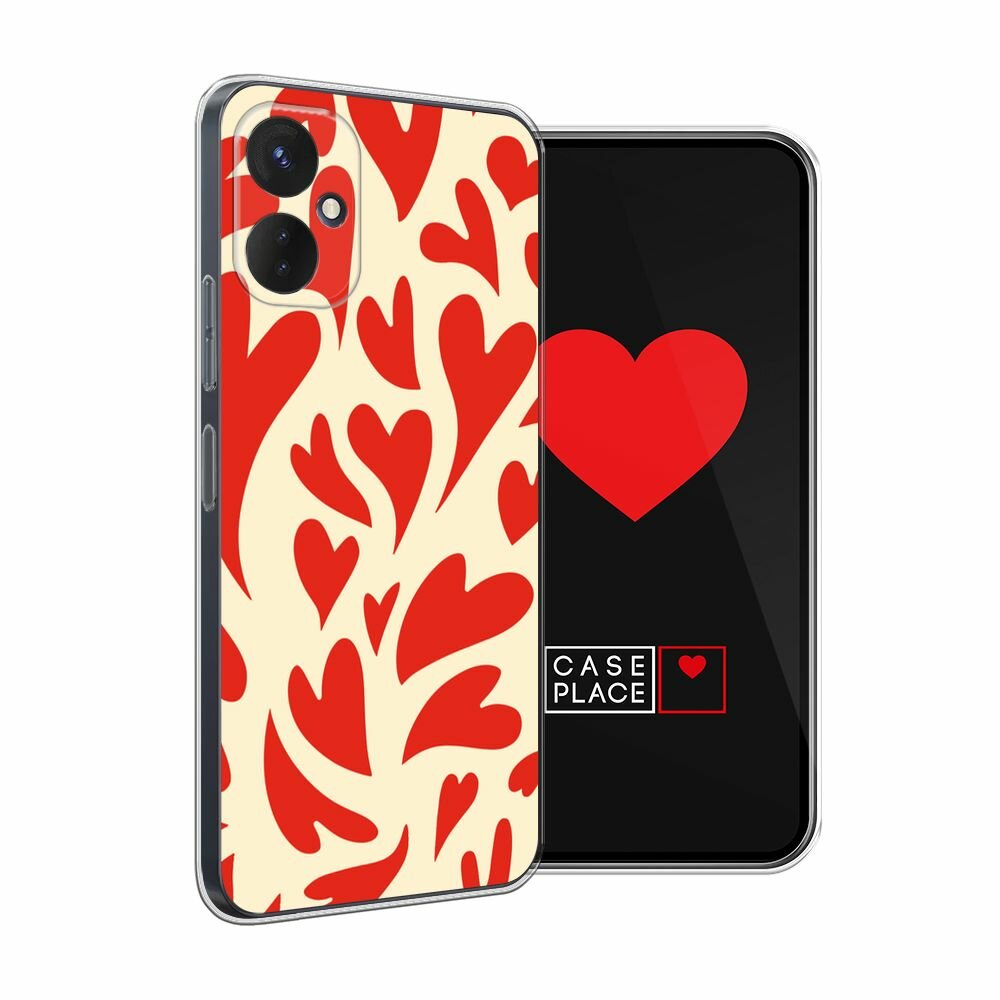 Чехол на Tecno Spark 9 Pro / Техно Спарк 9 Про с принтом "Crazy hearts 1 - 14 февраля" — фото 1