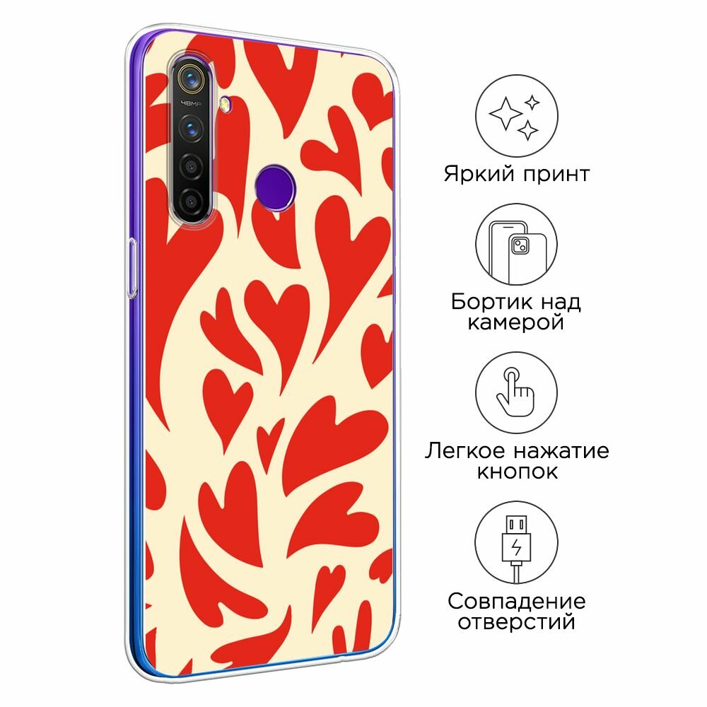 Чехол на Realme 5 Pro / Реалми 5 Про с принтом "Crazy hearts 1 - 14 февраля" — фото 1