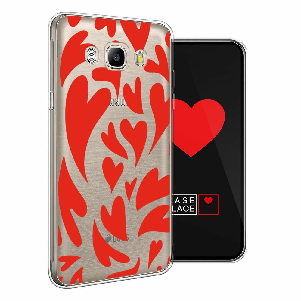 Чехол на Samsung Galaxy J5 2016 / Самсунг Галакси Джей 5 2016 с принтом "Crazy hearts 2 - 14 февраля", прозрачный — фото 1
