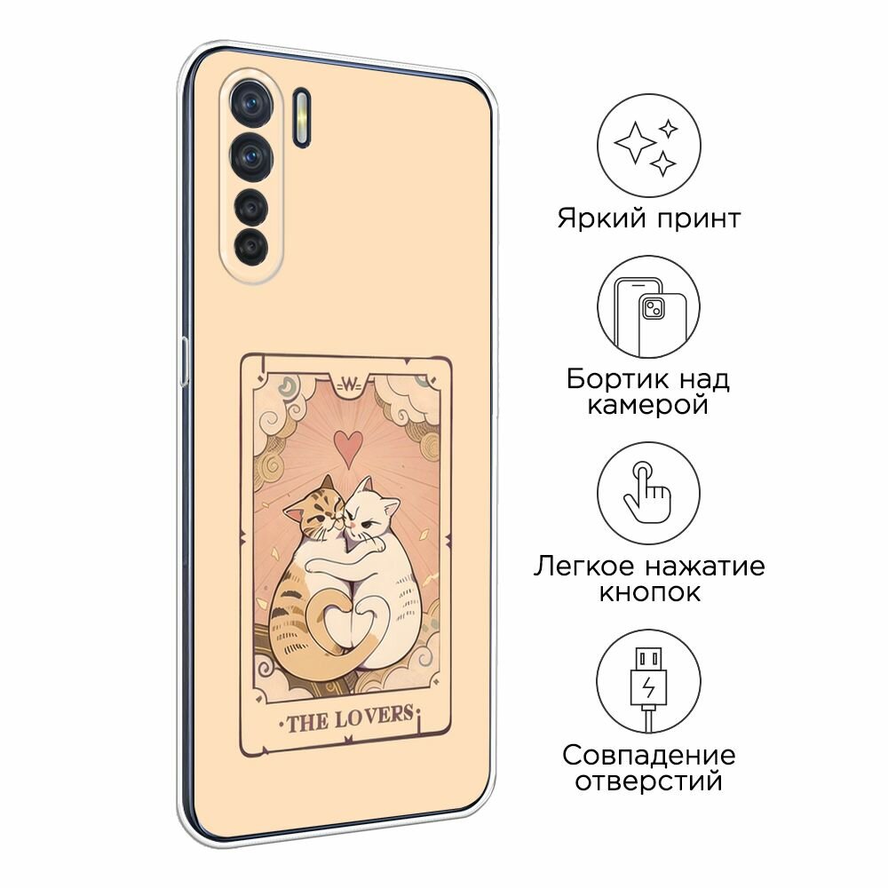 Чехол на Oppo A91/Reno 3 / Оппо A91/Рено 3 с принтом "The lovers cats 1 - 14 февраля" — фото 1