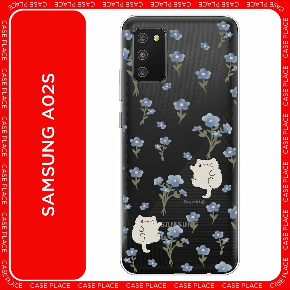 Чехол на Samsung Galaxy A02s / Самсунг Галакси A02s с принтом "Gentle cats", прозрачный