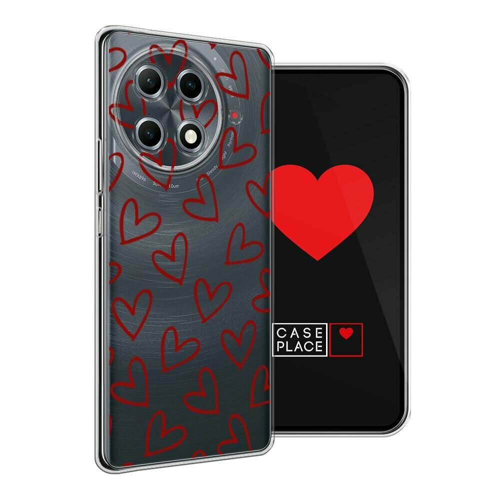 Чехол на Tecno Camon 30S Pro / Текно Камон 30S Про с принтом "Little hearts doodles 2 - 14 февраля", прозрачный — фото 1