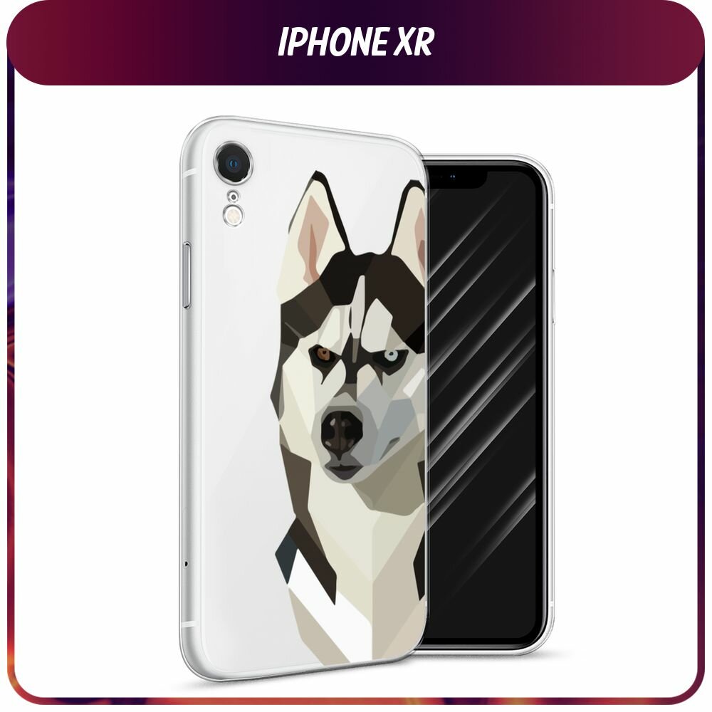 Чехол на Apple iPhone XR / Айфон XR с принтом хаски геометрия, прозрачный