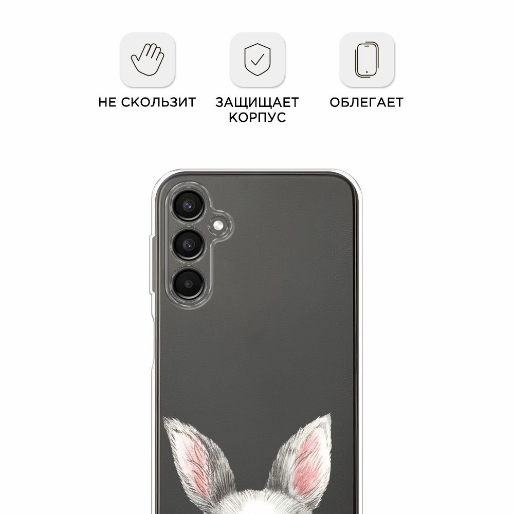 Чехол на Samsung Galaxy A24 / Самсунг Галакси A24 с принтом "Карандашный кролик 2 - 8 марта", прозрачный — фото 1