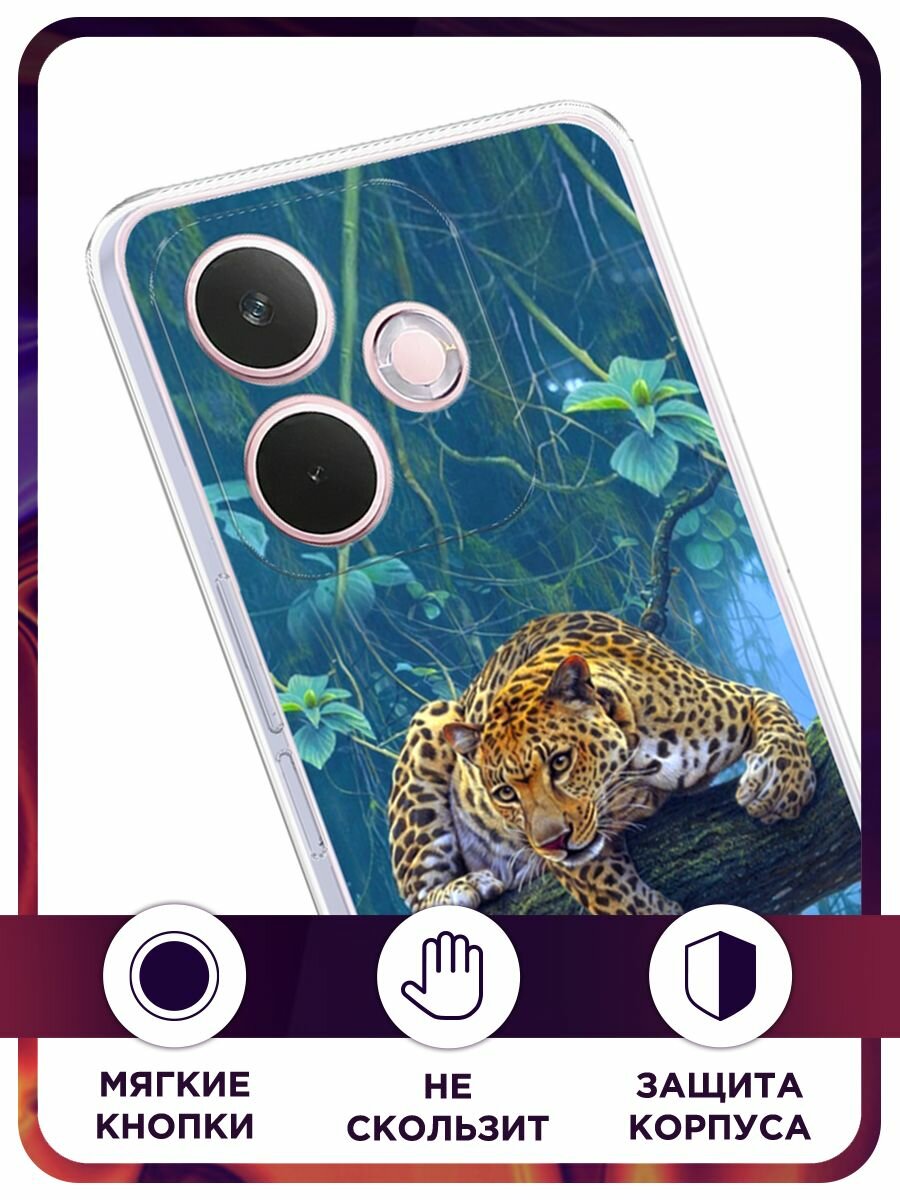 Чехол на Oppo A5 Pro / Оппо А5 Про с принтом "Леопард охотник" — фото 1