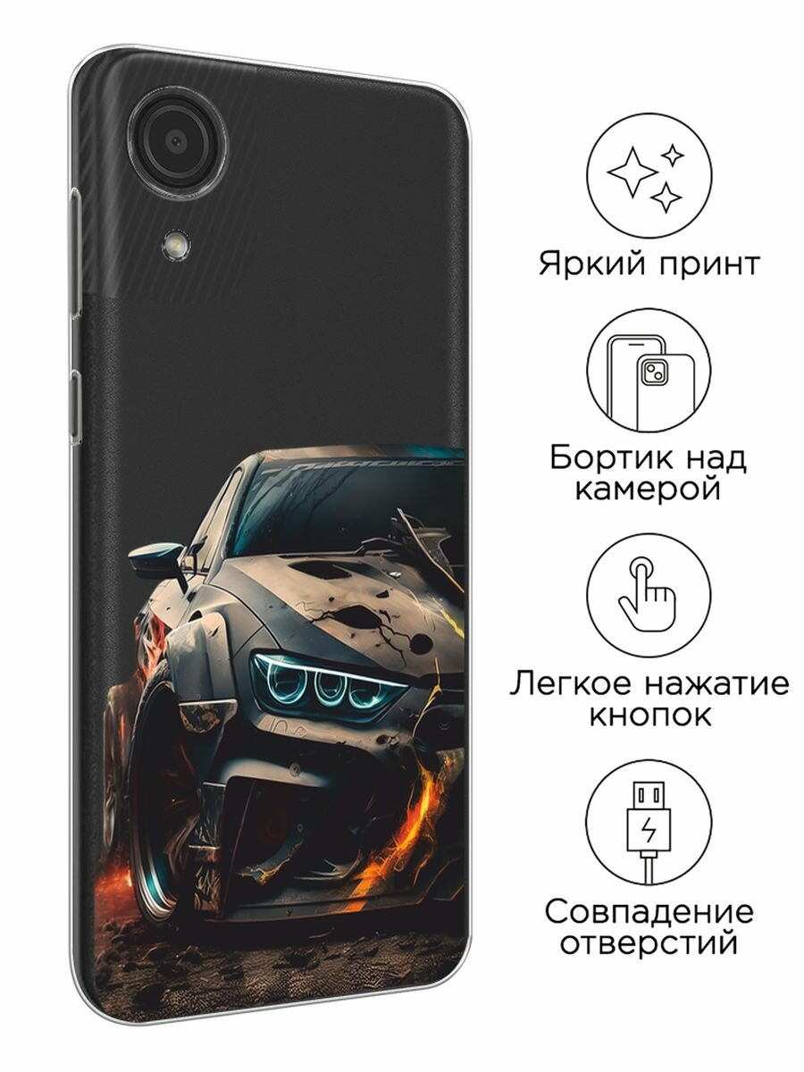 Чехол на Samsung Galaxy A03 Core / Самсунг Галакси А03 Core с принтом "На износ", прозрачный — фото 1