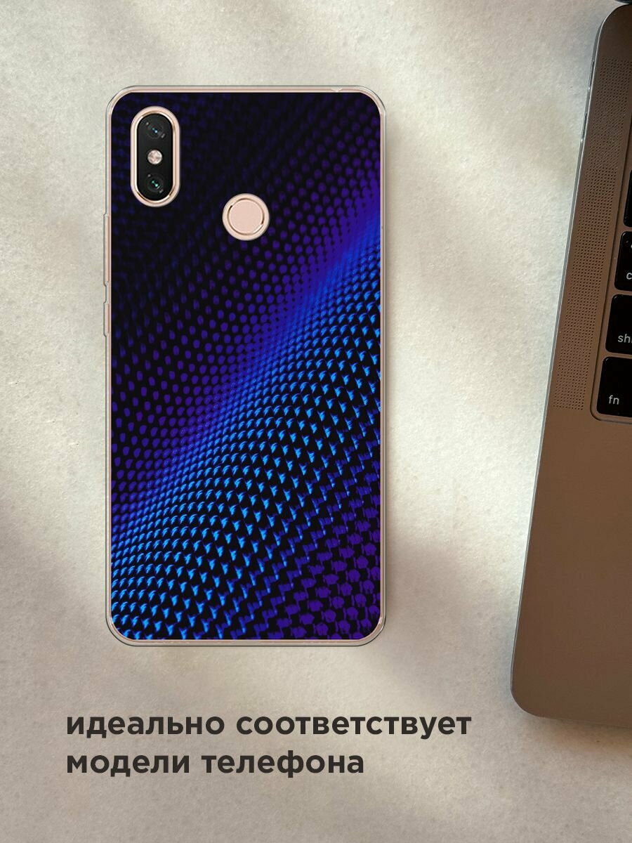 Чехол на Xiaomi Mi Max 3 / Сяоми Ми Макс 3 с принтом "Синий карбон" — фото 1