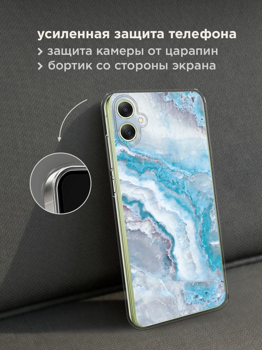 Чехол на Samsung Galaxy A06 / Самсунг Галакси А06 с принтом "Нежно-голубой мрамор" — фото 1